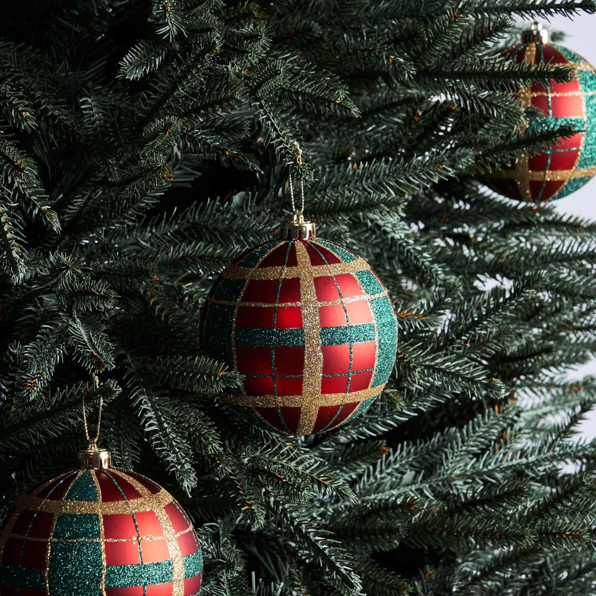Fancy Festive – Red Green Christmas Baubles by Masons